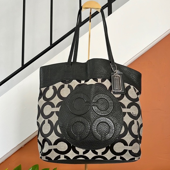 Coach | Bags | Vintage Coach Signature C Fabric Leather Tote | Poshmark